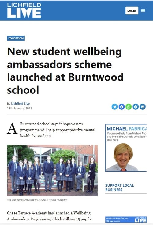 Wellbeing Ambassadors - Peer mentoring support programme